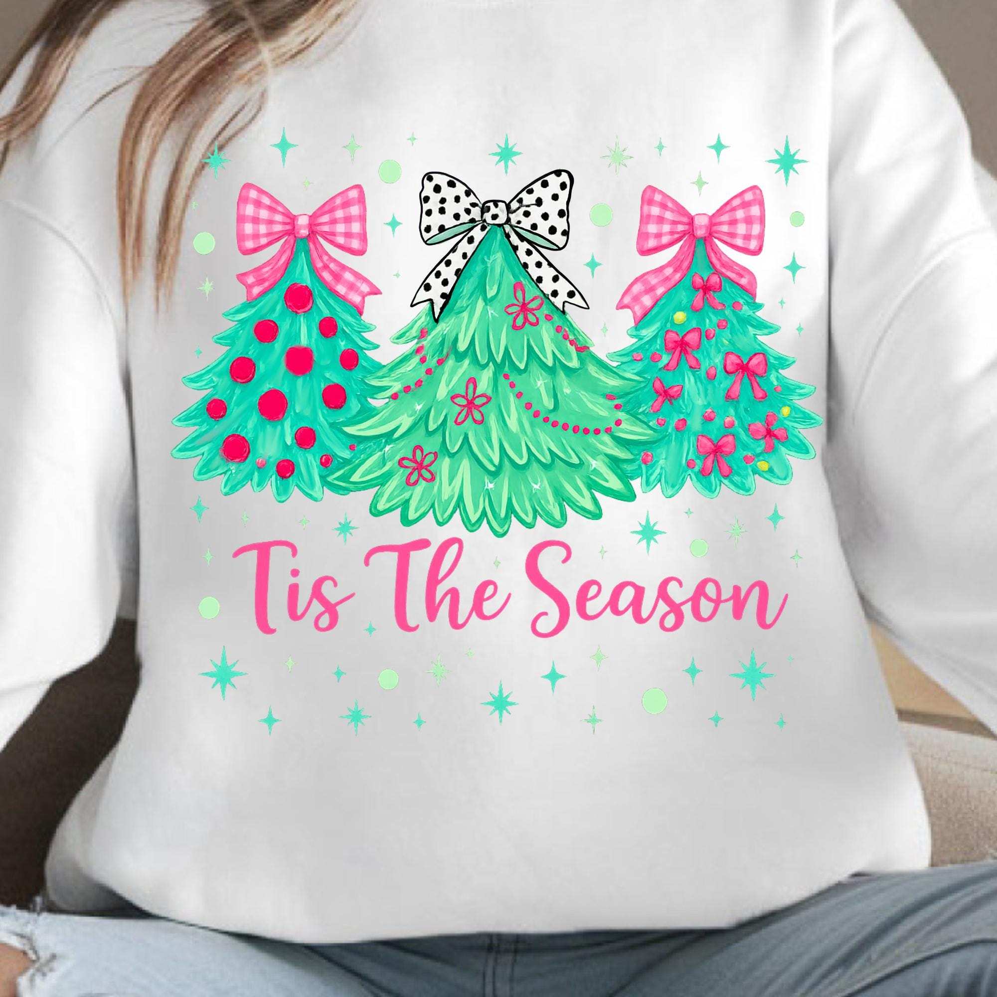Tis the Season Christmas Trees PNG | Cute Retro Holiday Clipart With ...