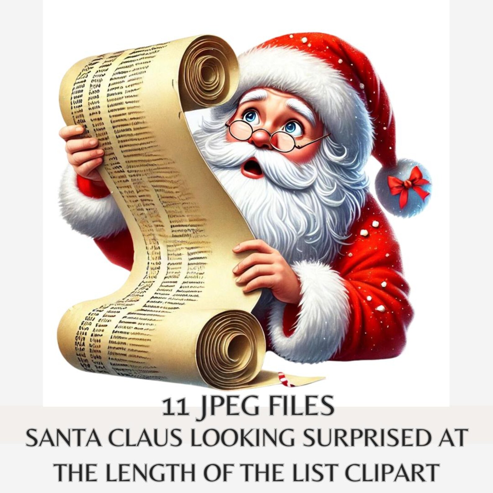 Funny Santa Checking Long List Clipart | 11 Shocked Santa Claus JPEG ...