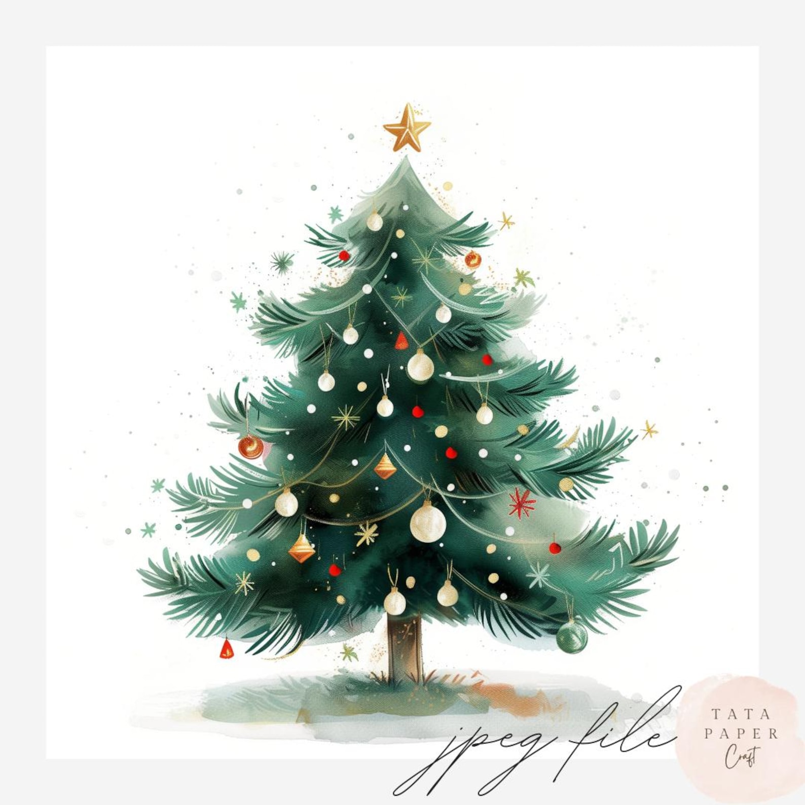 Christmas Tree Illustration Clipart, 9 JPG Files, Holiday Tree Clip Art ...