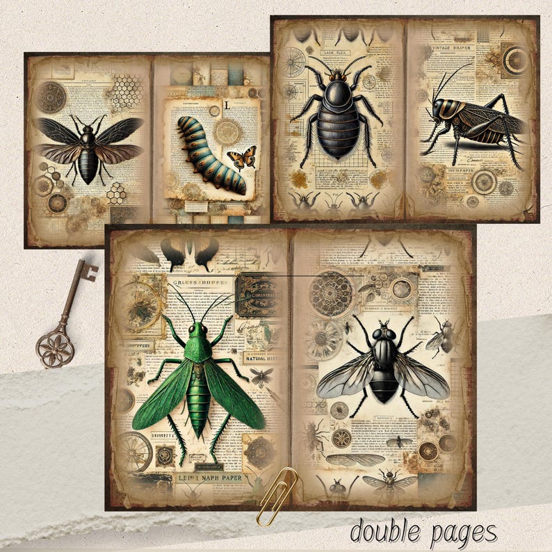Vintage Insects Printable Watercolor, Ephemera Kit for Junk Journals ...