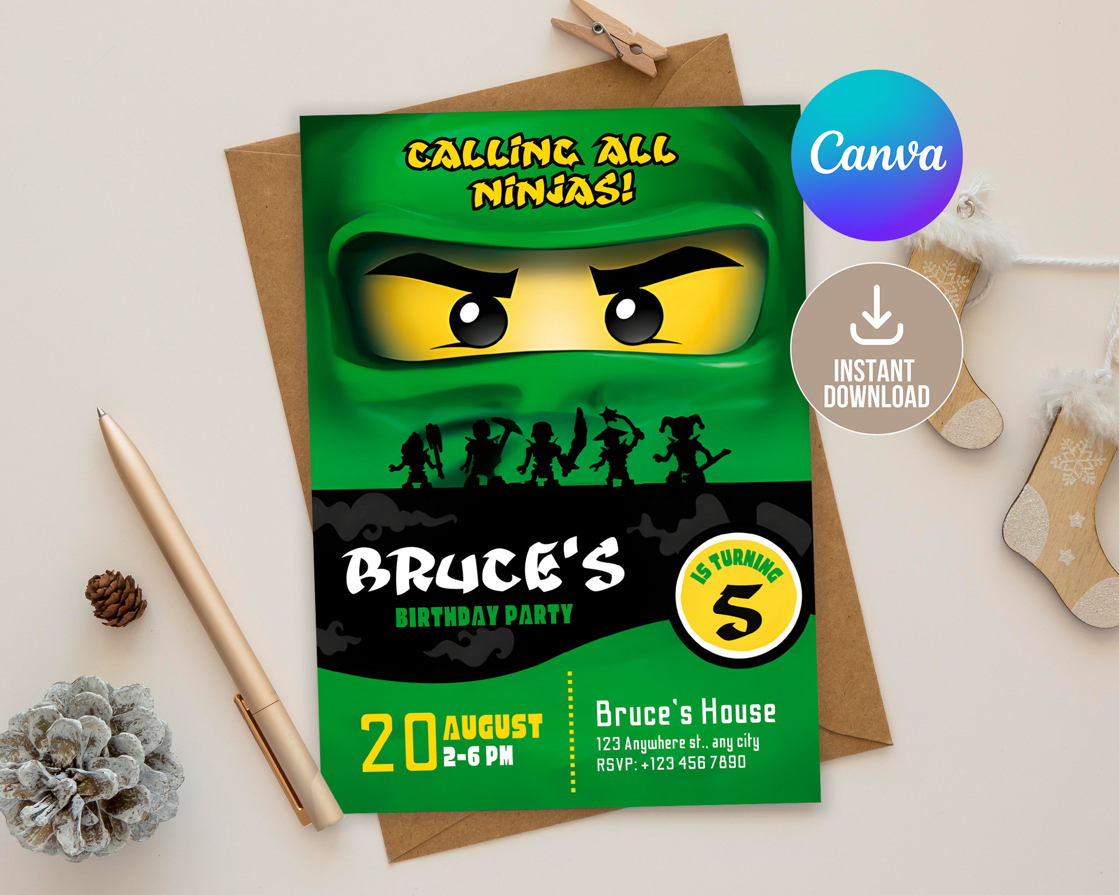 Ninjago Birthday Party Invitations