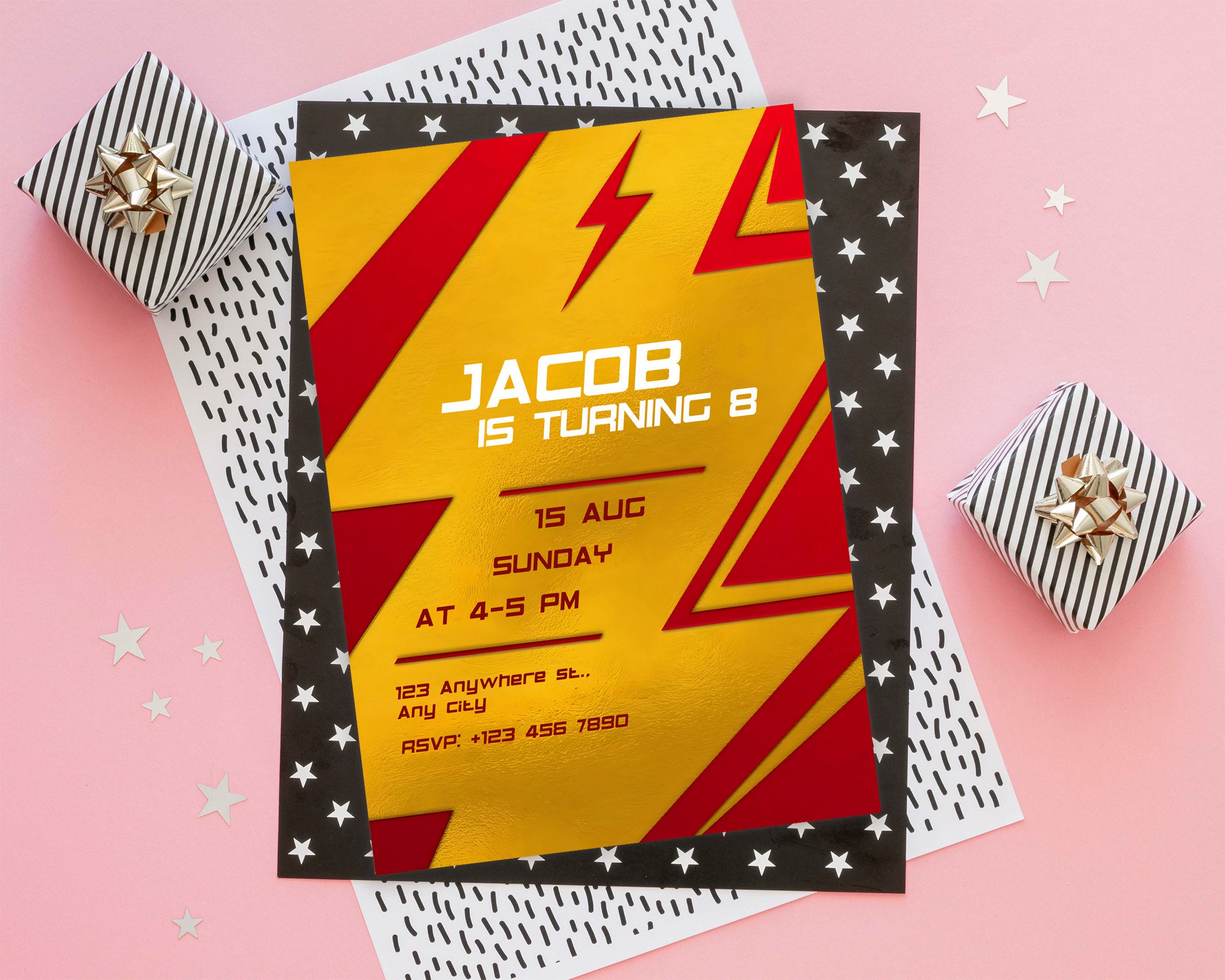 Editable Lightning Superhero Invitation Template,editable Superhero ...