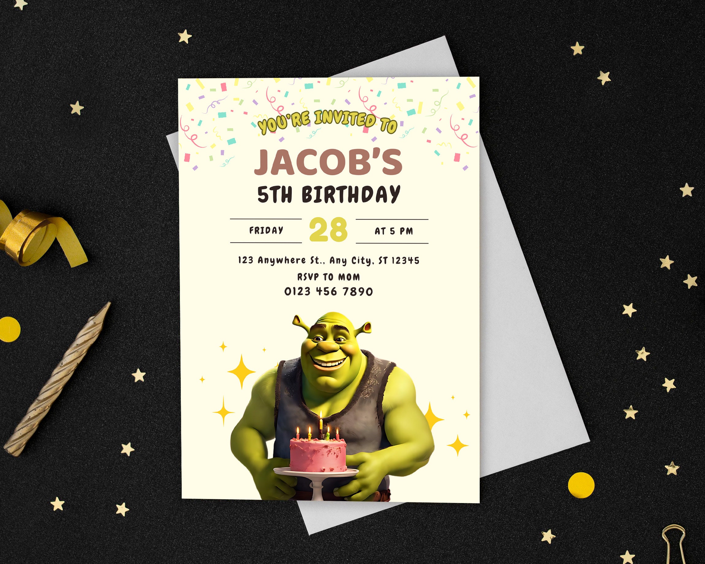 Editable Shrek Birthday Invitation Digital,printable Shrek Birthday ...