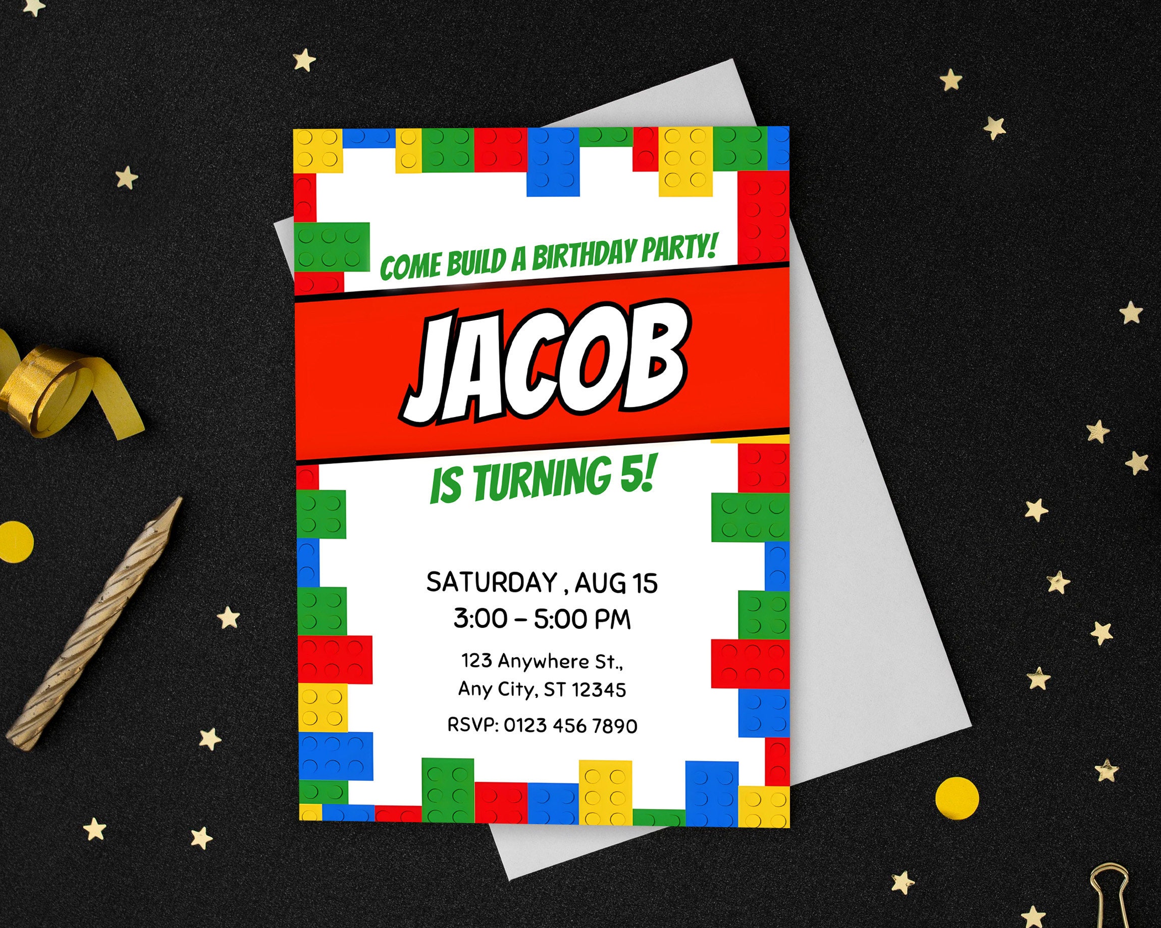 Editable Building Blocks Birthday Invitation Digital,printable Birthday ...
