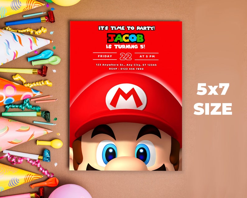 Editable Mario Bros Birthday Invitation Digital,printable Kids Mario ...