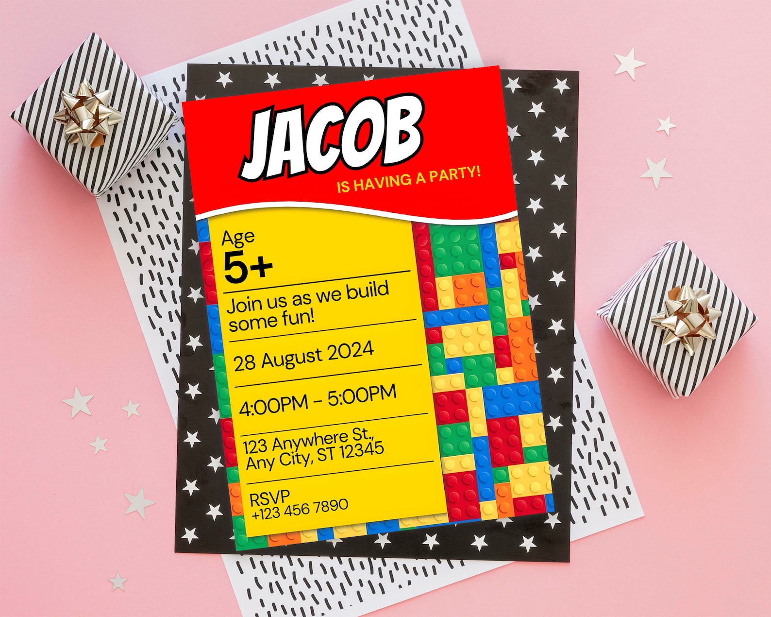 Editable Building Blocks Birthday Invitation Digital,printable Birthday ...