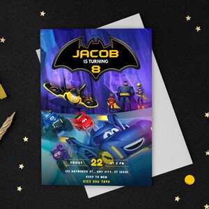 Editable Bat Car Invitation Template, Editable Superhero Birthday ...