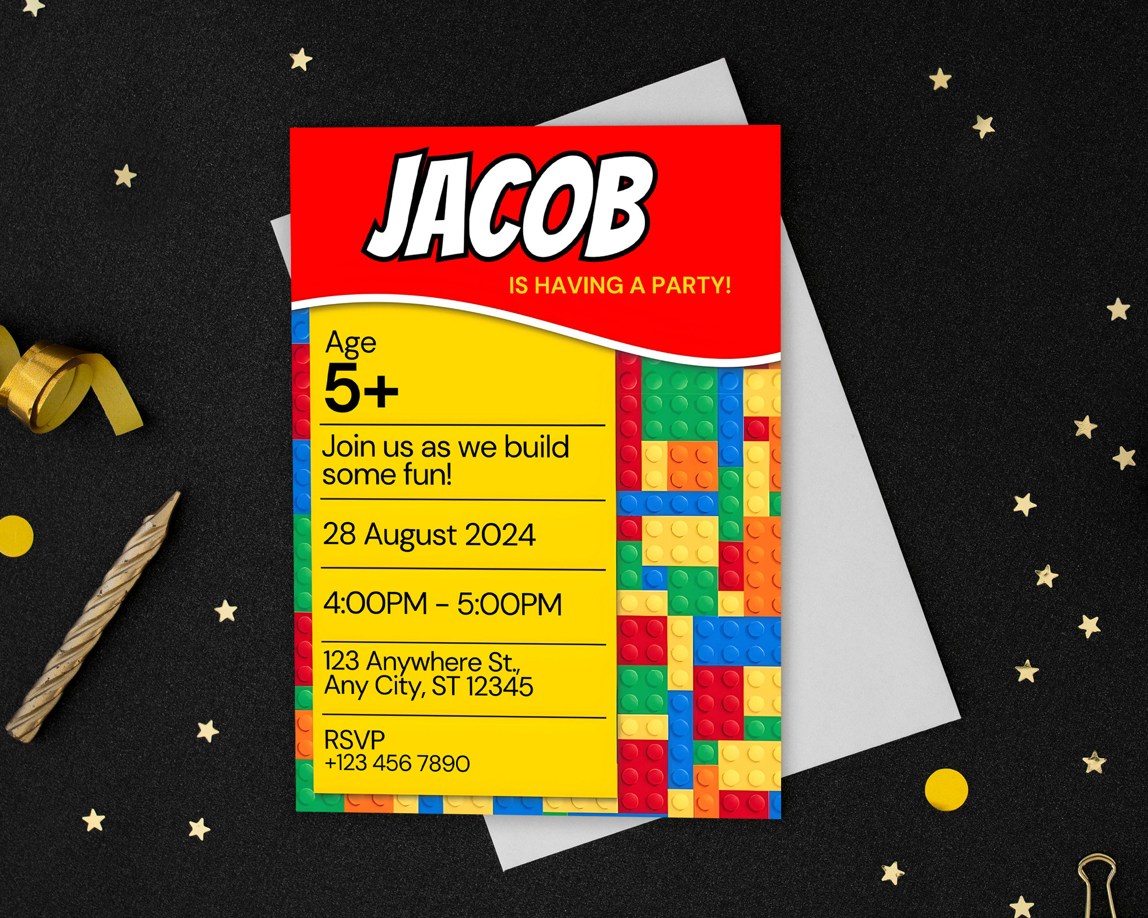 Editable Building Blocks Birthday Invitation Digital,printable Birthday ...