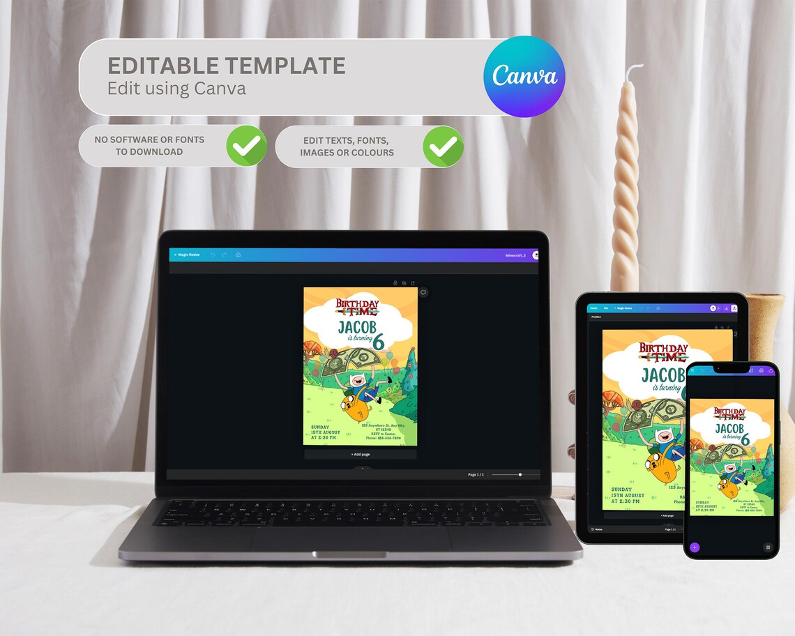 Editable Kids Time Birthday Invitation Digital,printable Kids Time ...