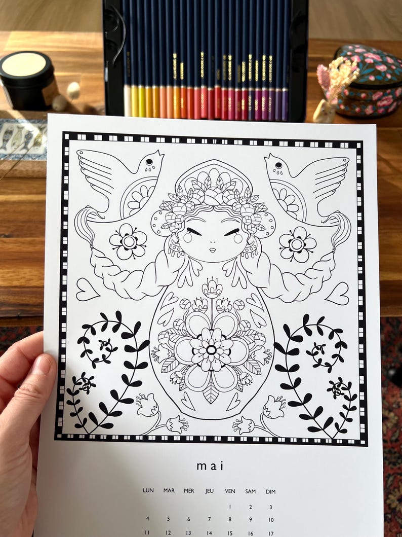 Calendrier 2026 à COLORIER - A4 - Frais D’envoi Inclus - Etsy