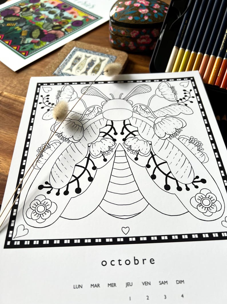 Calendrier 2026 à COLORIER - A4 - frais d’envoi inclus - Etsy France