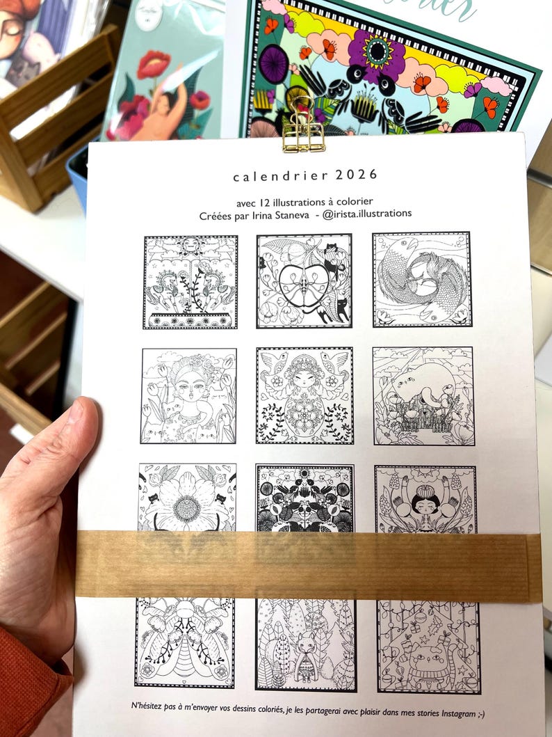 Calendrier 2026 à COLORIER - A4 - frais d’envoi inclus - Etsy France