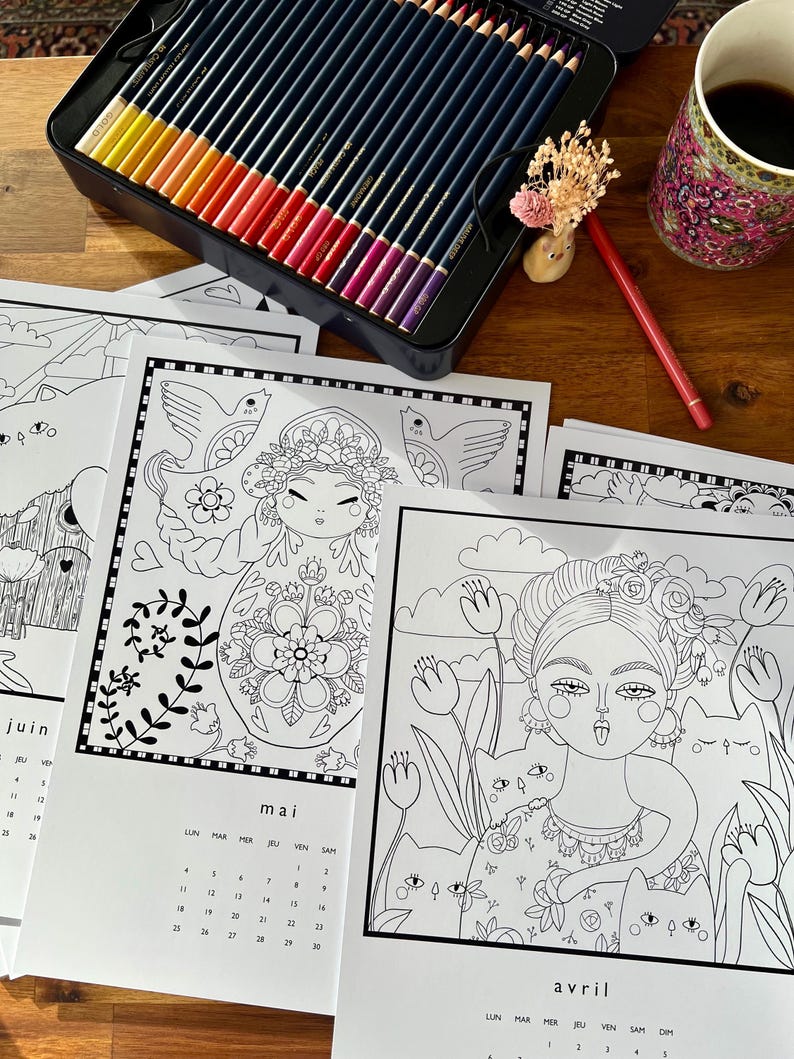 Calendrier 2026 à COLORIER - A4 - Frais D’envoi Inclus - Etsy