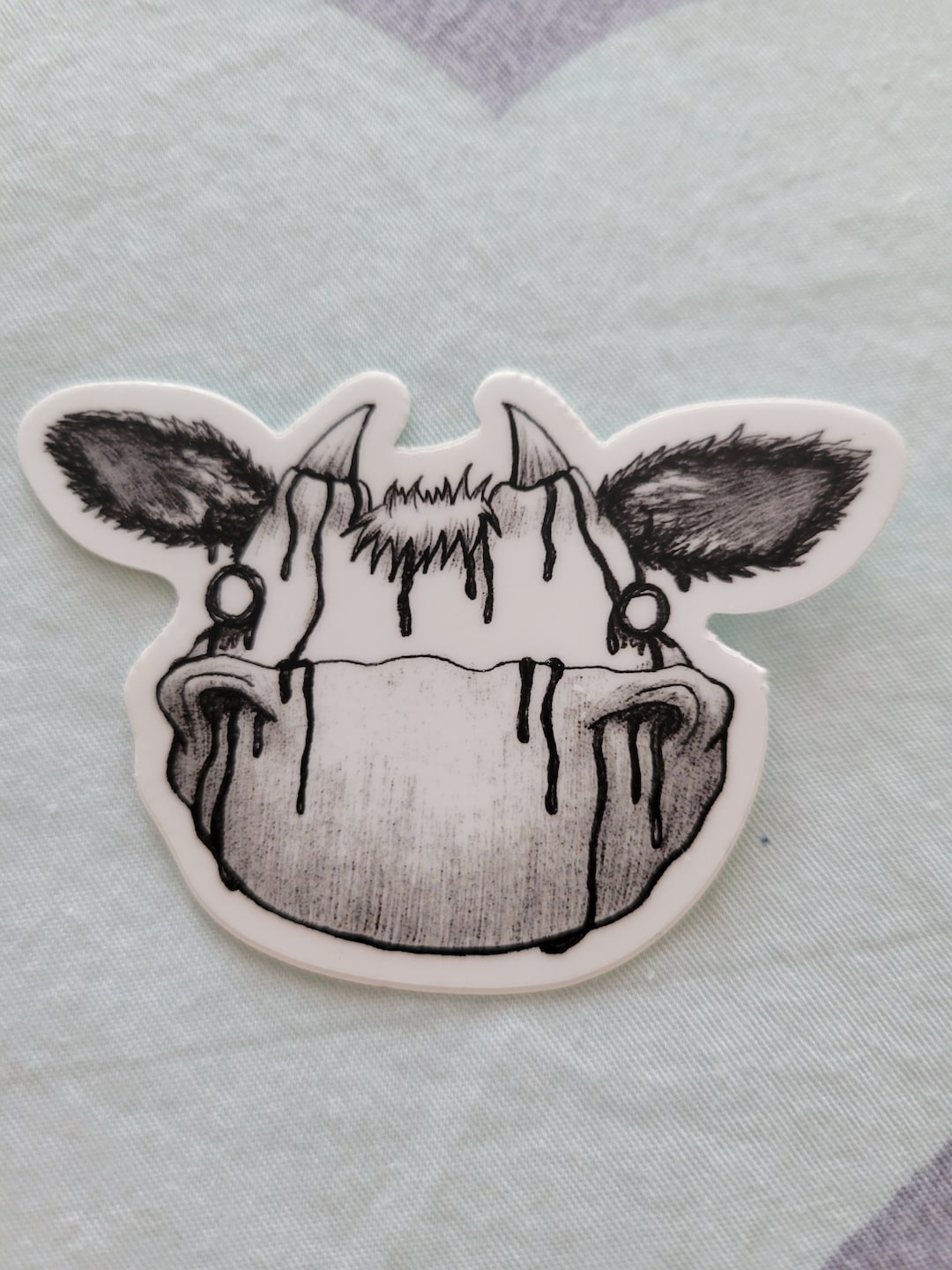 Cute Spooky Cow Sticker (bleeding Ver.) - Etsy