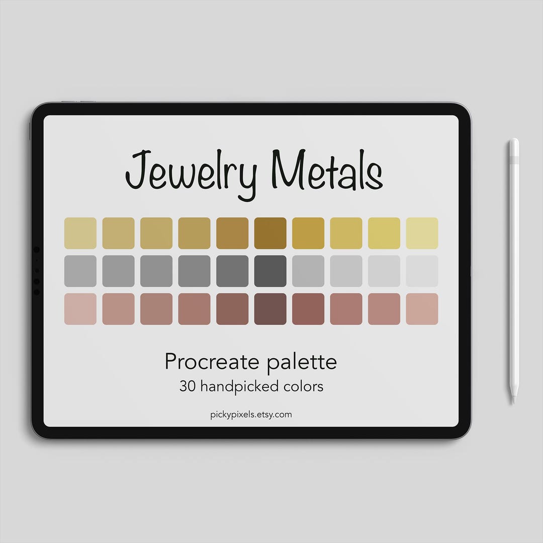 Jewelry Metals Procreate Color Palette Swatches, Metallics, Metallic ...