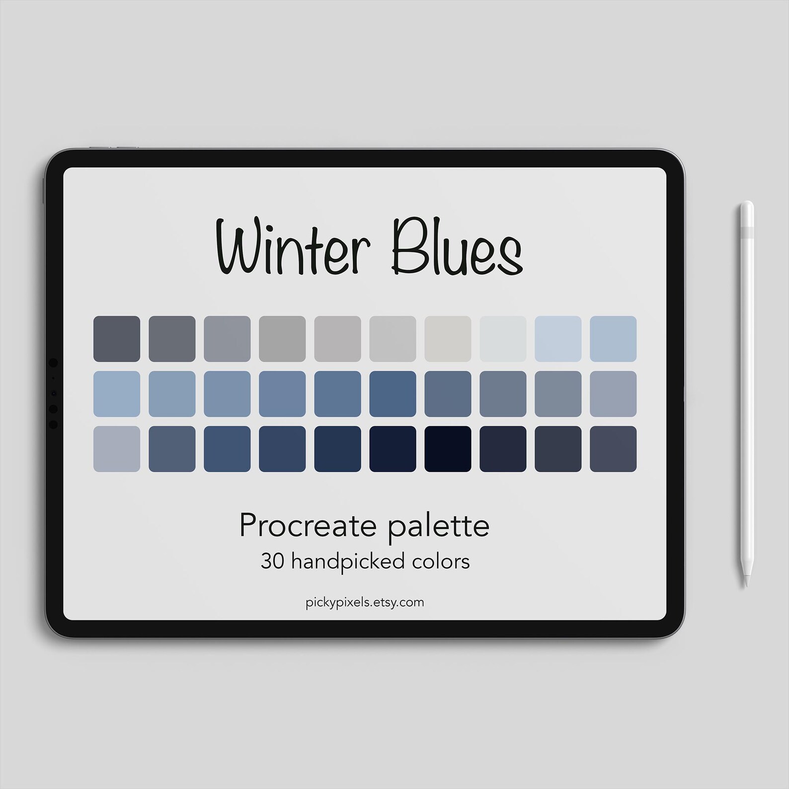 Winter Blues Procreate Color Palette Swatches, Winter Colors, Blue ...