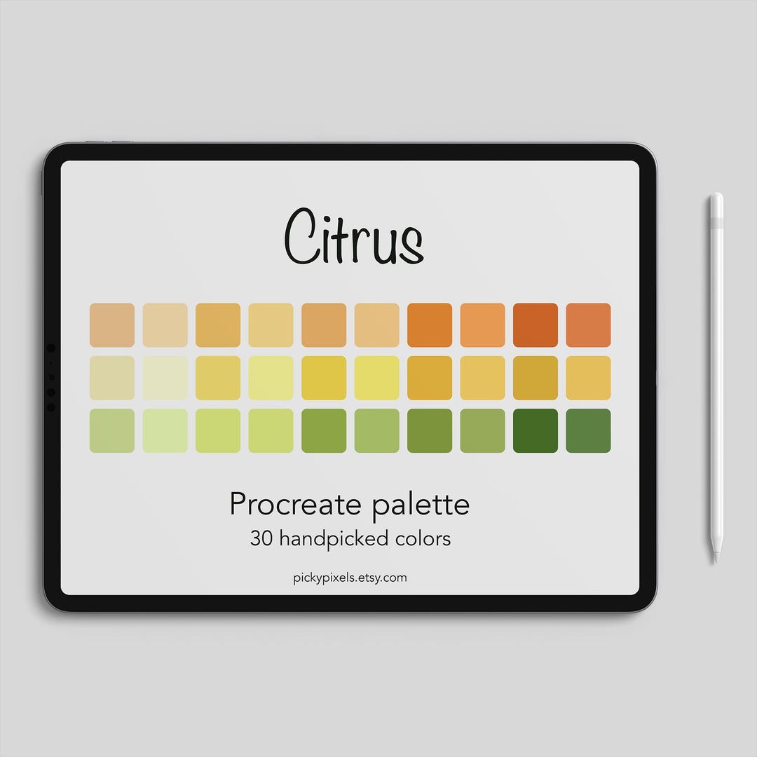 Citrus Fruit Procreate Color Palette Swatches, Orange, Yellow, Green ...