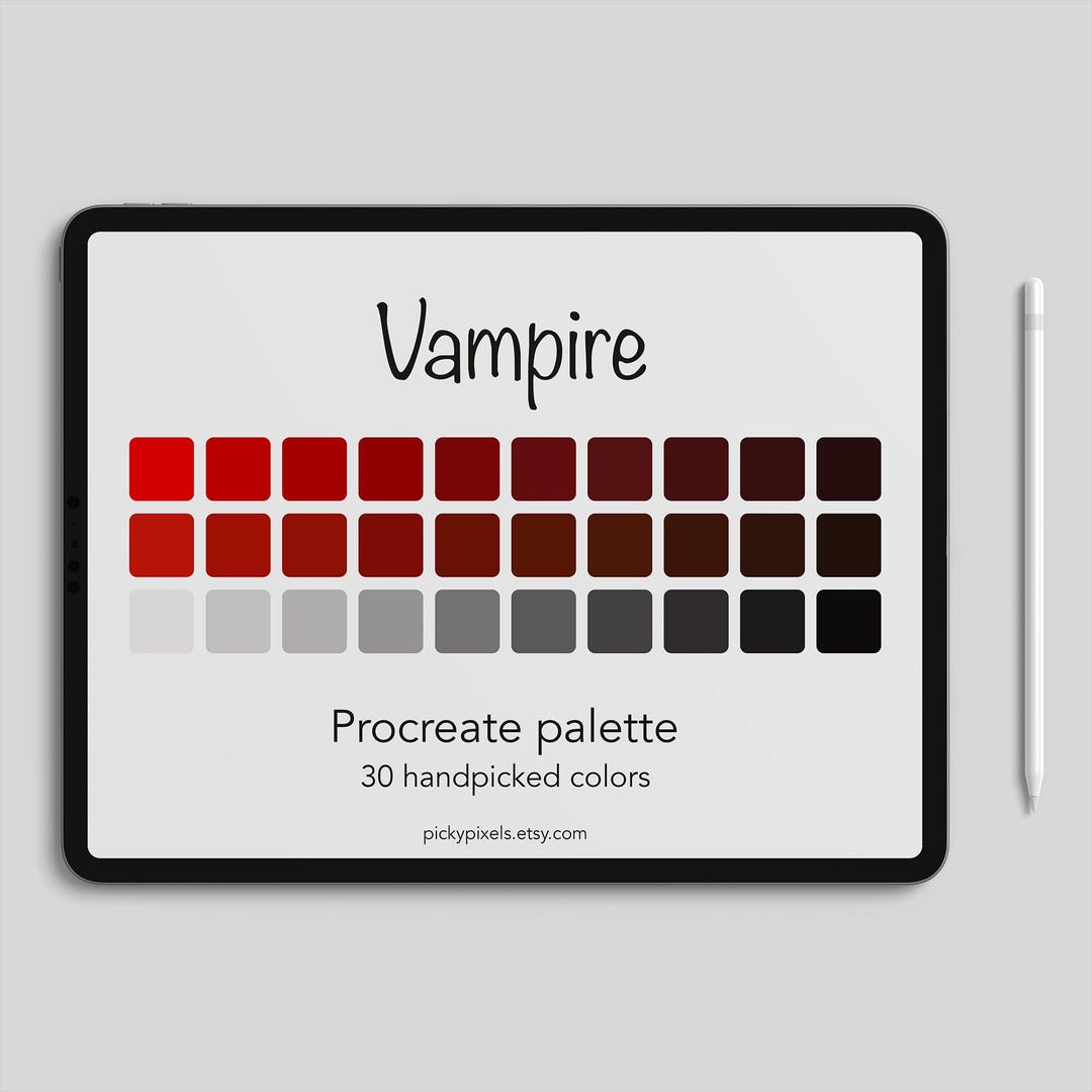 Vampire Blood Red Halloween Procreate Color Palette Swatches, Bright ...