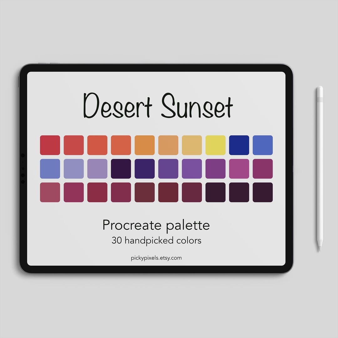 Desert Sunset Vibrant Procreate Color Palette Swatches, Sunsets, Red, Orange, Yellow, Purple ...