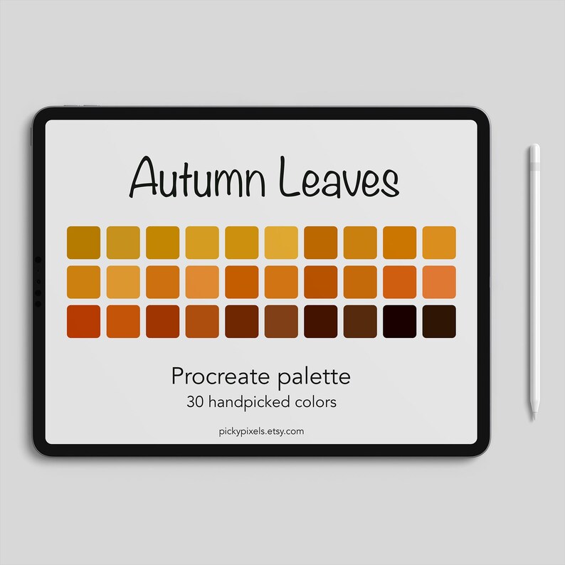 Autumn Fall Leaves Procreate Color Palette Swatches, Yellow, Orange ...