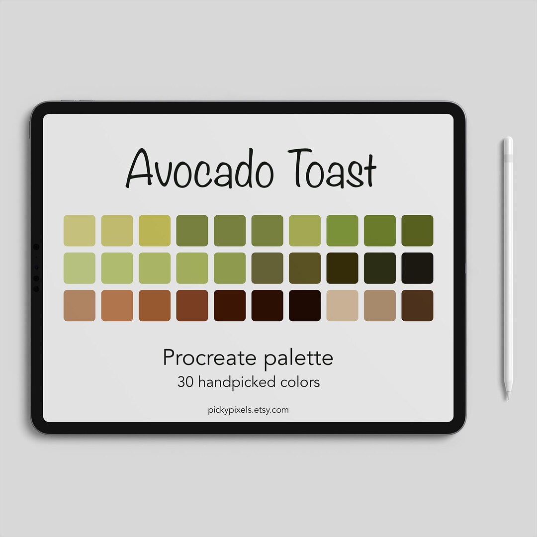 Avocado Toast Green Procreate Color Palette Swatches, Vibrant Greens ...