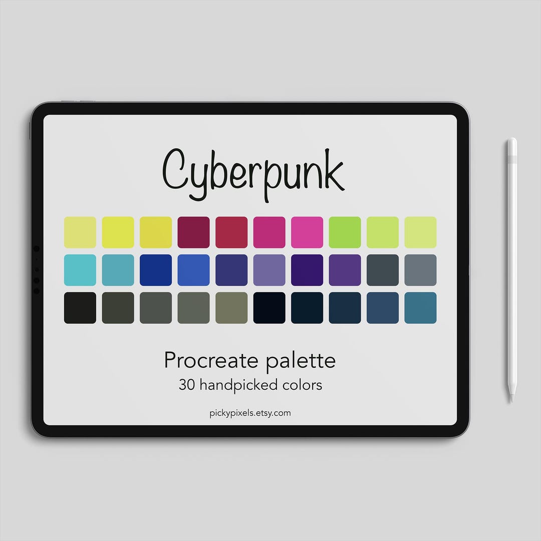 Cyberpunk Neon Procreate Color Palette Swatches, Cyber Punk, Futuristic ...
