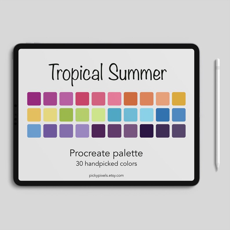 Tropical Summer Procreate Color Palette Swatches, Vibrant Colors, Vivid ...