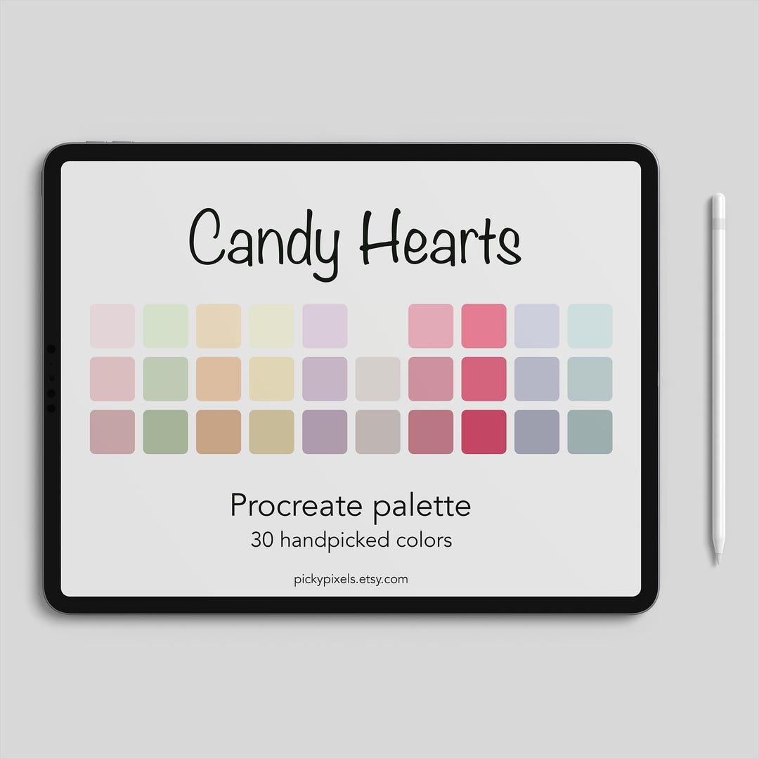 Candy Hearts Pastel Procreate Color Palette Swatches, Pastel Colors ...
