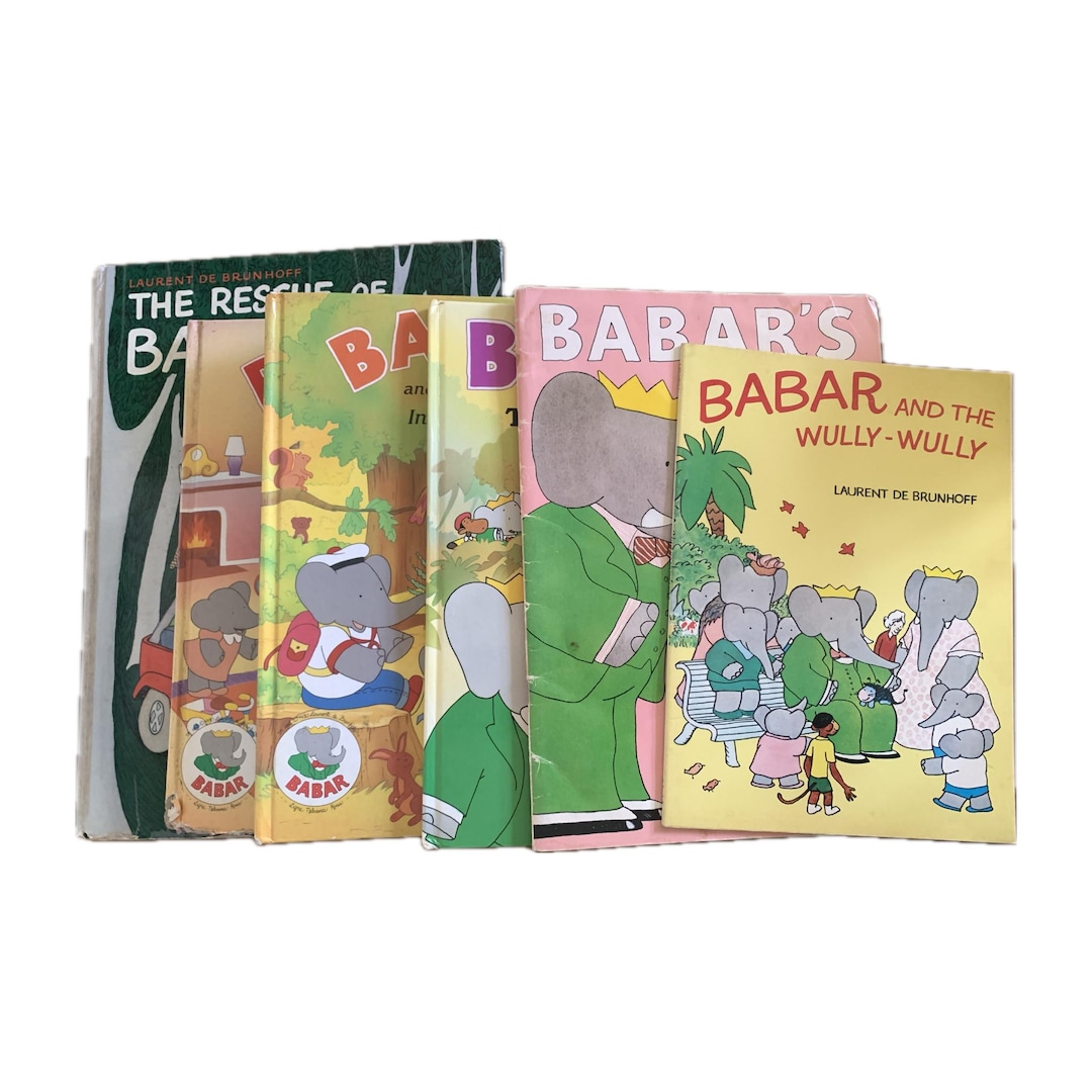 Babar Six Book Set, by Jean and Laurent De Brunhoff Vintage Childrens ...