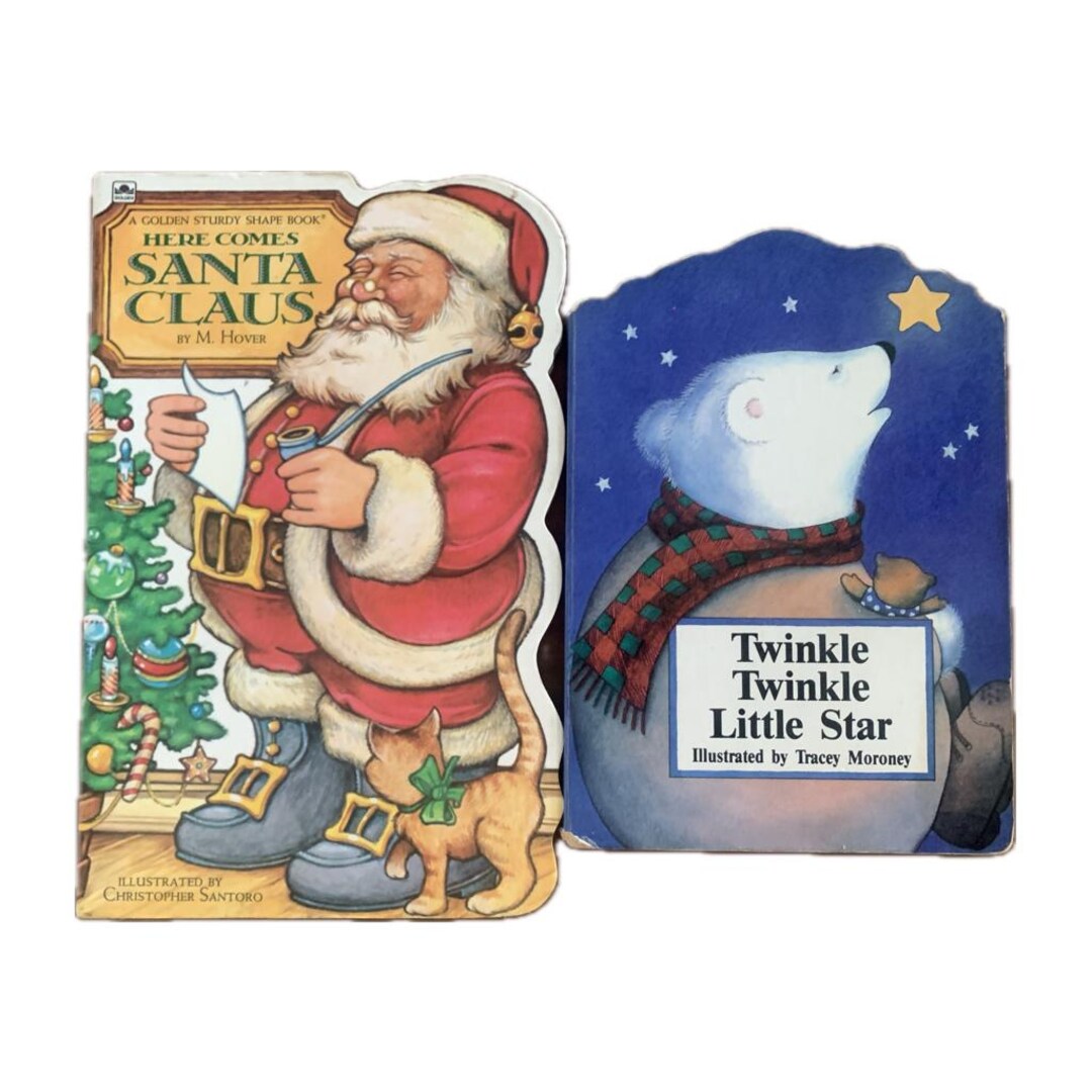 Vintage Christmas Board Books: Santa Claus & Twinkle Twinkle Set - Etsy
