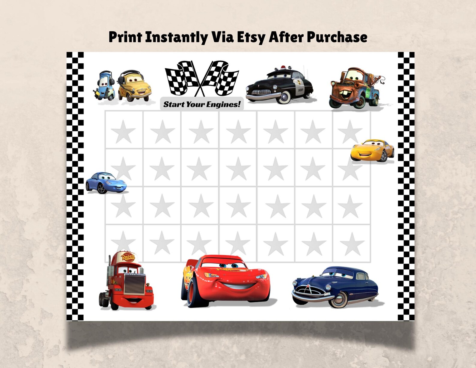 Cars Achievement Chart, Potty Training Chart, Behavior Chart, Goal ...