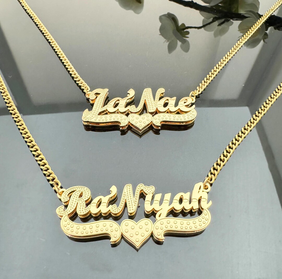 Personalized Double Names Necklace,dainty Name Necklace,custom Gold ...