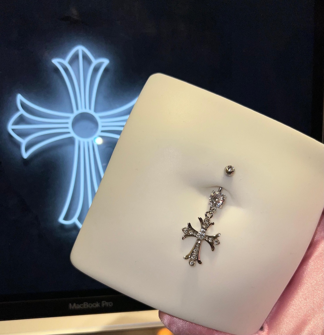 Cross Belly Ring - Etsy