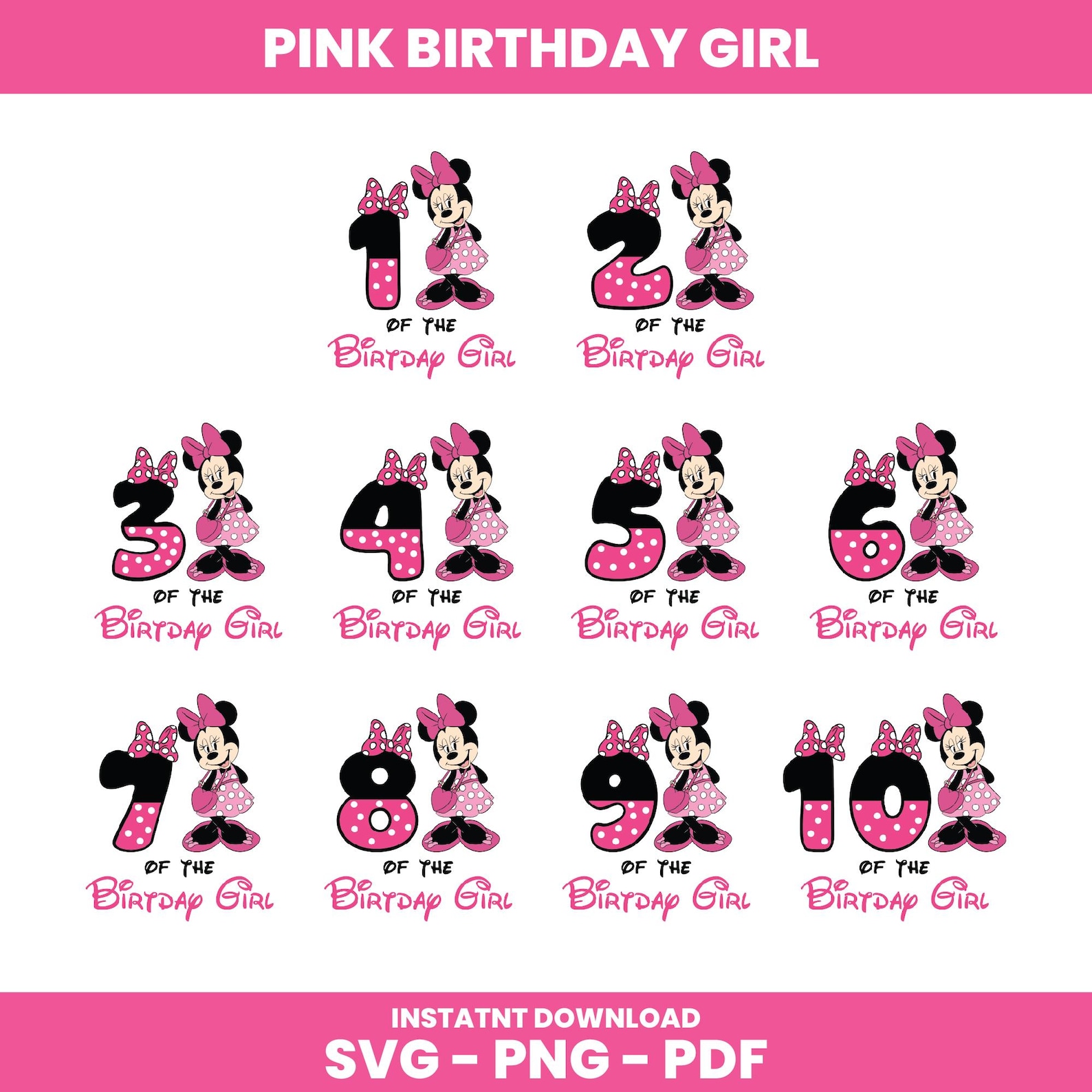 Minnie Birthday Girl Family Svg, Minnie Matching Family, Minnie Mouse ...