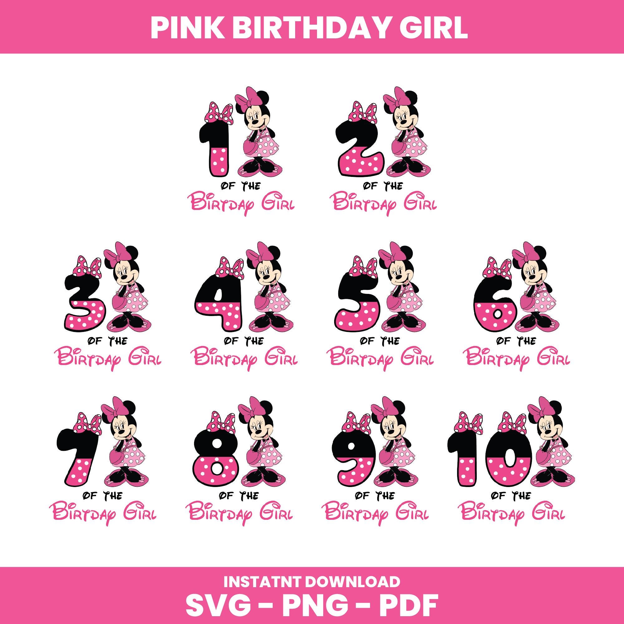 Minnie Birthday Girl Family Svg, Minnie Matching Family, Minnie Mouse ...