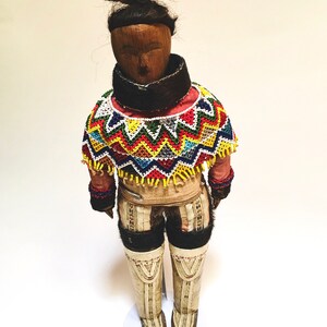 Indigenous Inuk Maiden, Early 20th Century Inuit Wooden & Cloth Doll in ...
