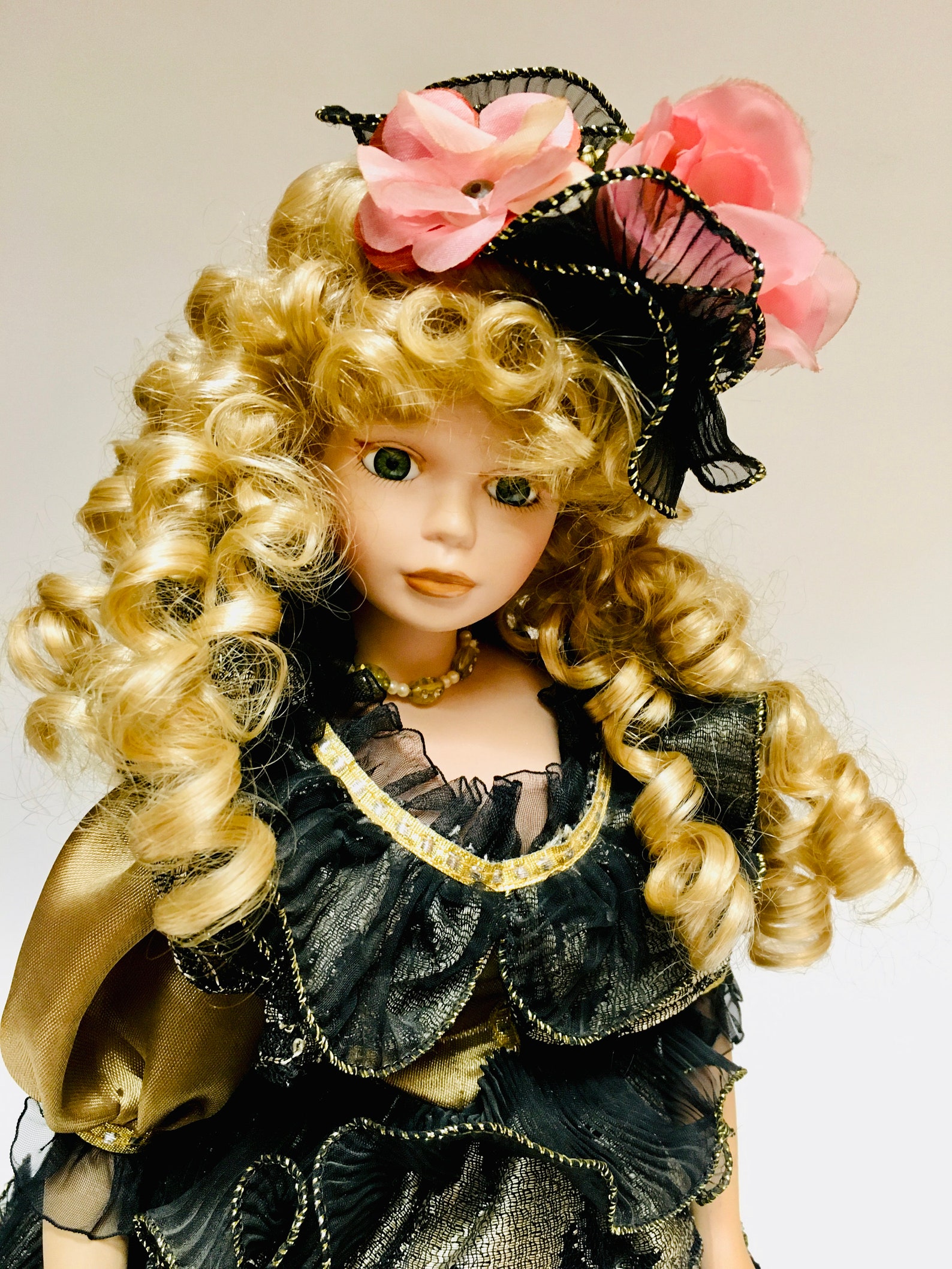 Golden Curly Haired Doll for Fans of Girly Things, Ruffles, Reticules ...