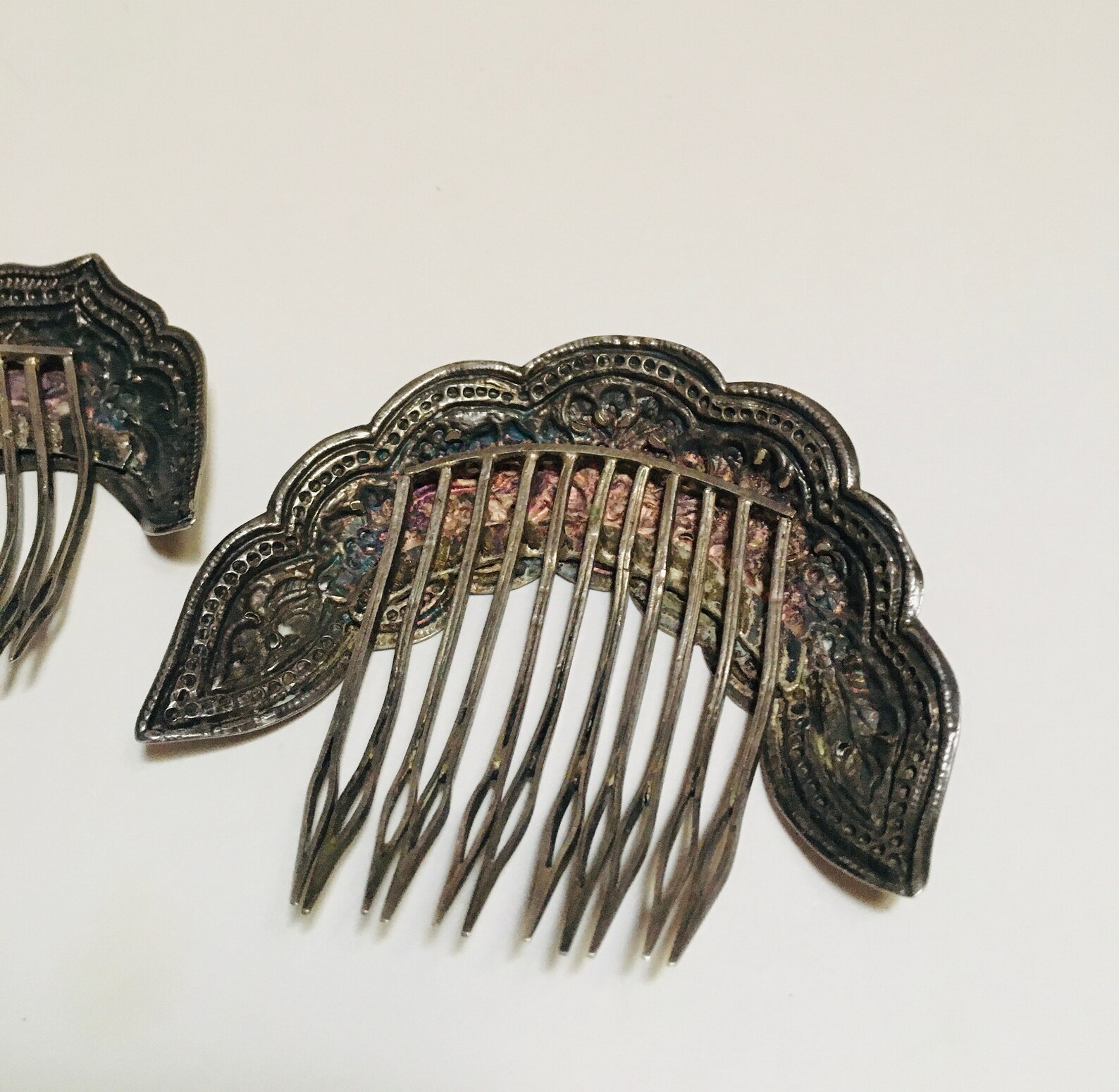 Hmong Silver Hair Combs Hill Tribe Poppy Floral Motif - Etsy