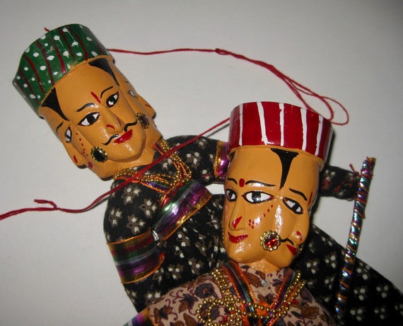 Classic One String Kathputli Puppets Rajasthan Four Face | Etsy