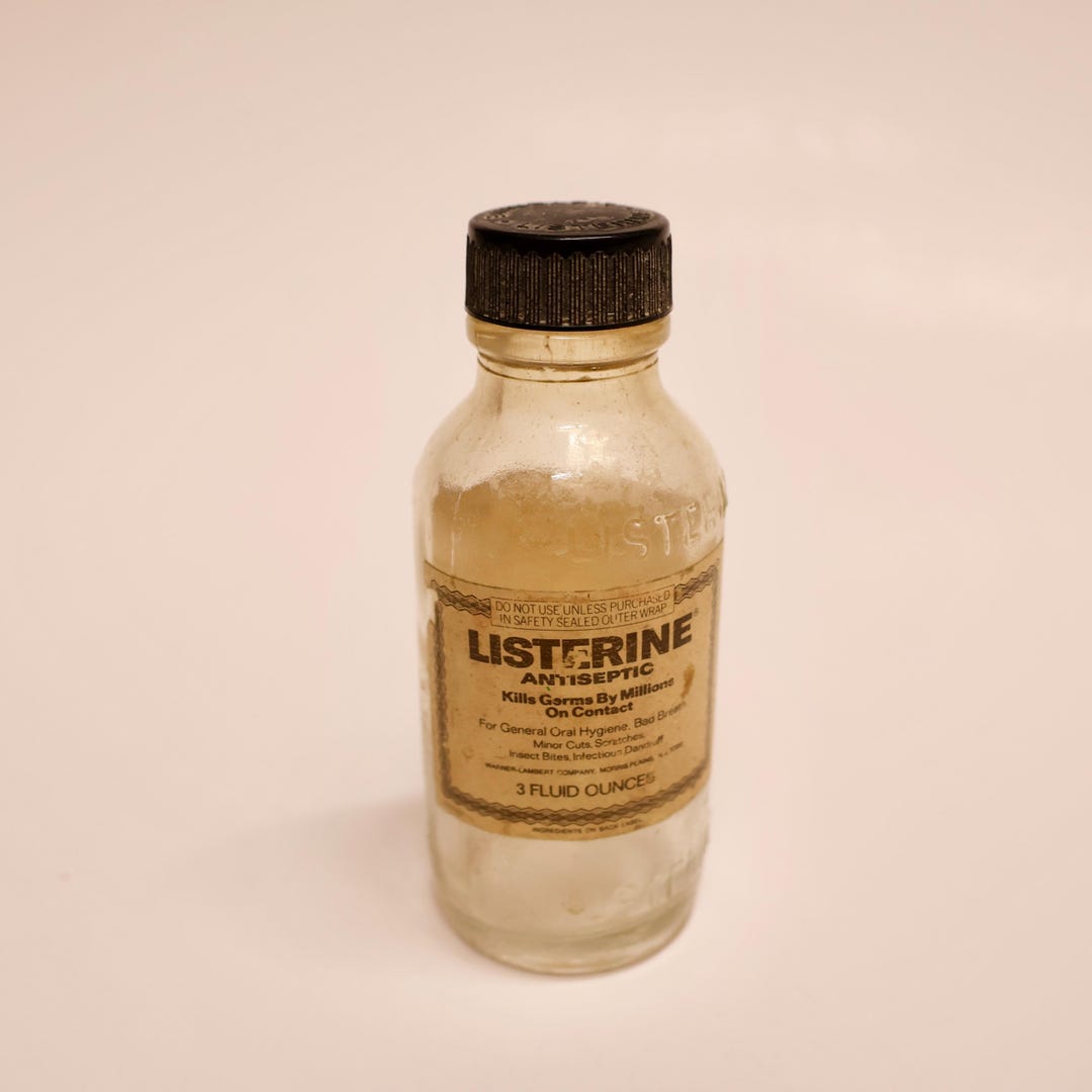 Vintage Embossed Listerine Bottle With Two Labels 3 Fluid Ounces ...