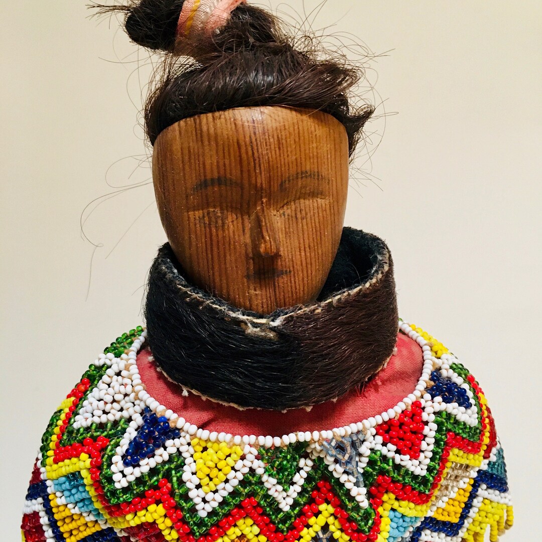 Indigenous Inuk Maiden, Early 20th Century Inuit Wooden & Cloth Doll in ...