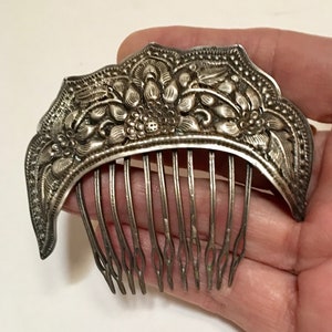 Hmong Silver Hair Combs Hill Tribe Poppy Floral Motif Adornments Ethnic ...