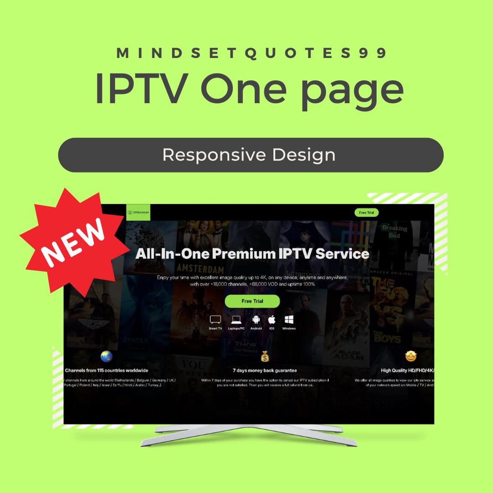 IPTV Template HTML, CSS & Javascript - Responsive Web Design - Etsy
