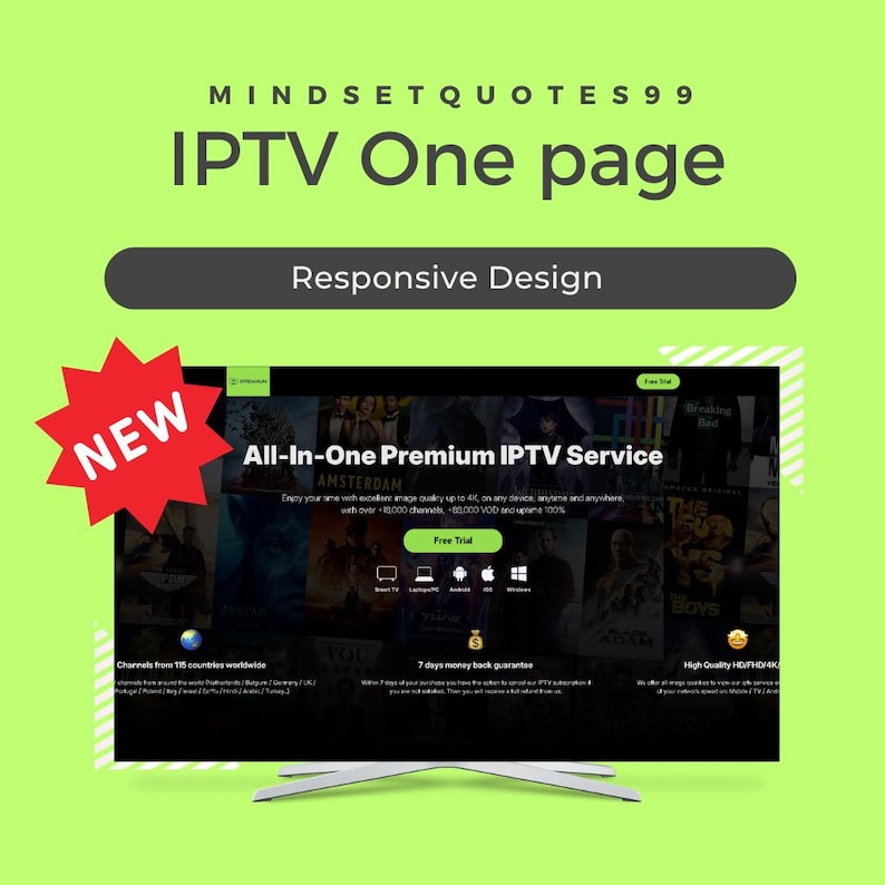 IPTV Template HTML, CSS & Javascript - Responsive Web Design - Etsy