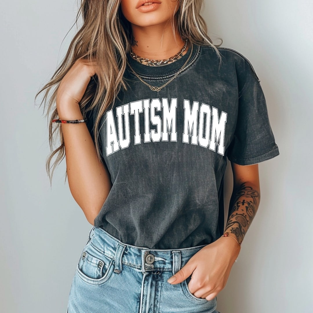 Autism Mom Solid Varsity Logo Tshirt, Autism Mama Tshirt, Autism ...
