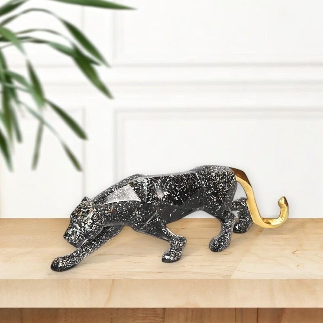 Handmade Leopard Ornament Animal Statue Jaguar Sculpture Decor Panther ...