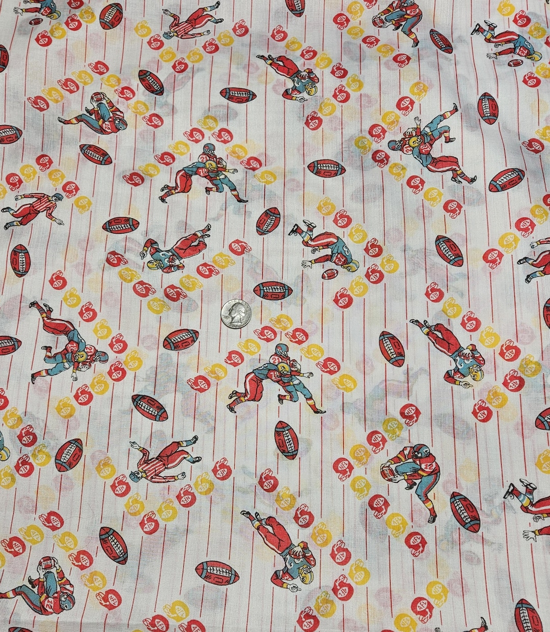 Vintage Football Cotton Fabric Sports Theme NFL AFL 50 Wide 4.75 Yards ...