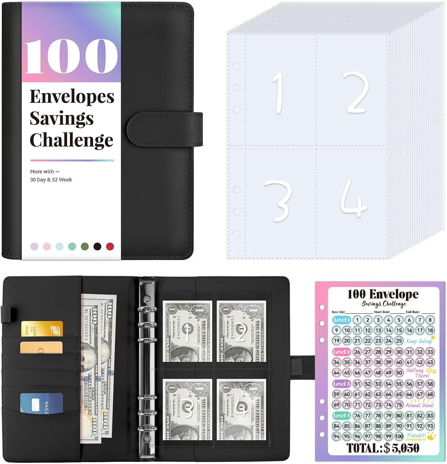 100 Envelope Challenge Binder, Flexible Saving 5050, 2600, 300, Savings ...