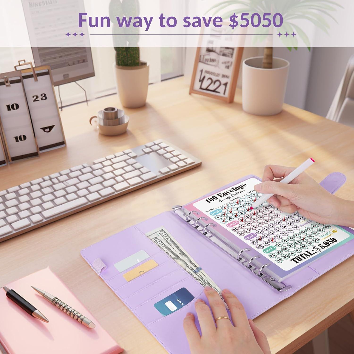 100 Envelope Challenge Binder, Flexible Saving 5050, 2600, 300, Savings ...