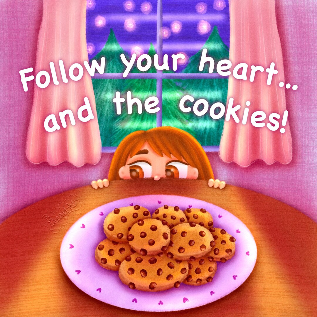 Digital Download / Printable Illustration / Cute Girl Craving Cookies ...